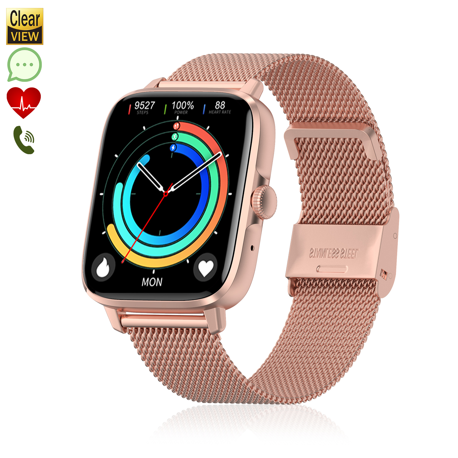 Smartwatch DT102 con pulsera de acero. Pantalla de alta resolución ...